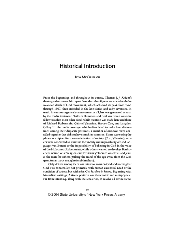 (PDF) Thinking Through the Death of God: A Critical Companion to Thomas ...