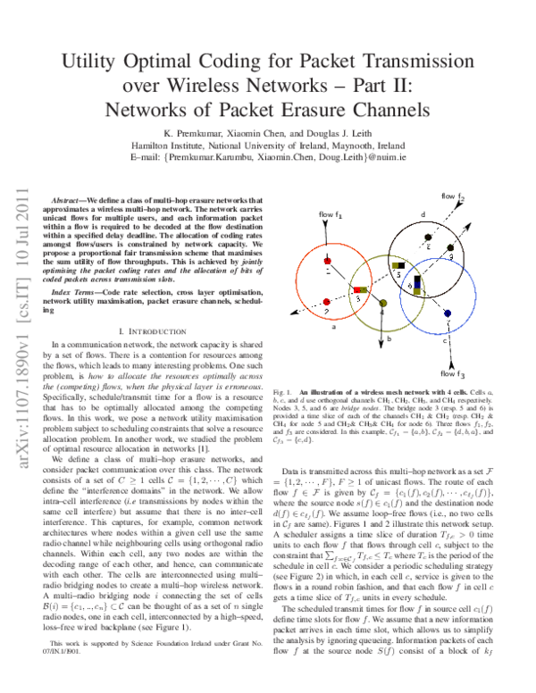 (PDF) Utility Optimal Coding for Packet Transmission over Wireless Networks - Part II: Networks ...