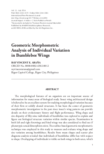 (PDF) Geometric Morphometric Analysis of Individual Variation in ...