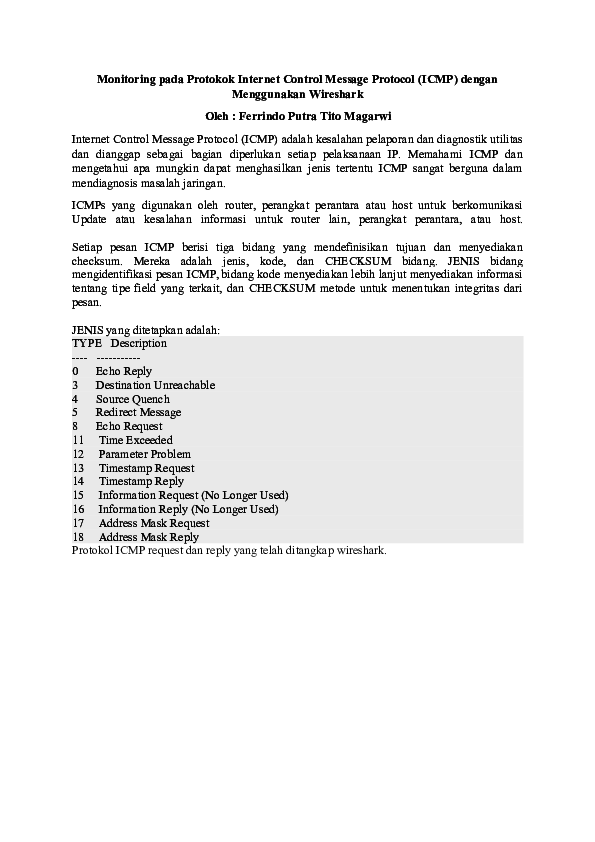 (DOC) Monitoring pada Protokok Internet Control Message Protocol (ICMP ...