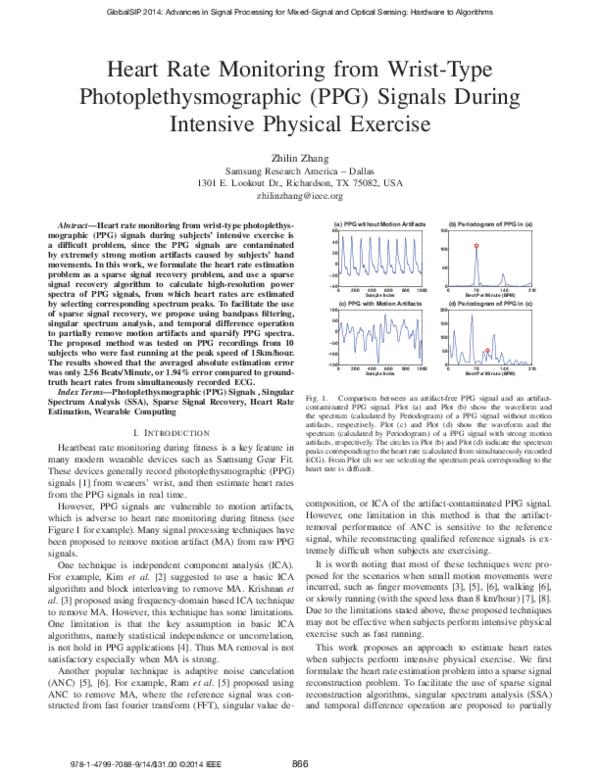 Pdf Heart Rate Monitoring From Wrist Type Photoplethysmographic Ppg Signals During Intensive