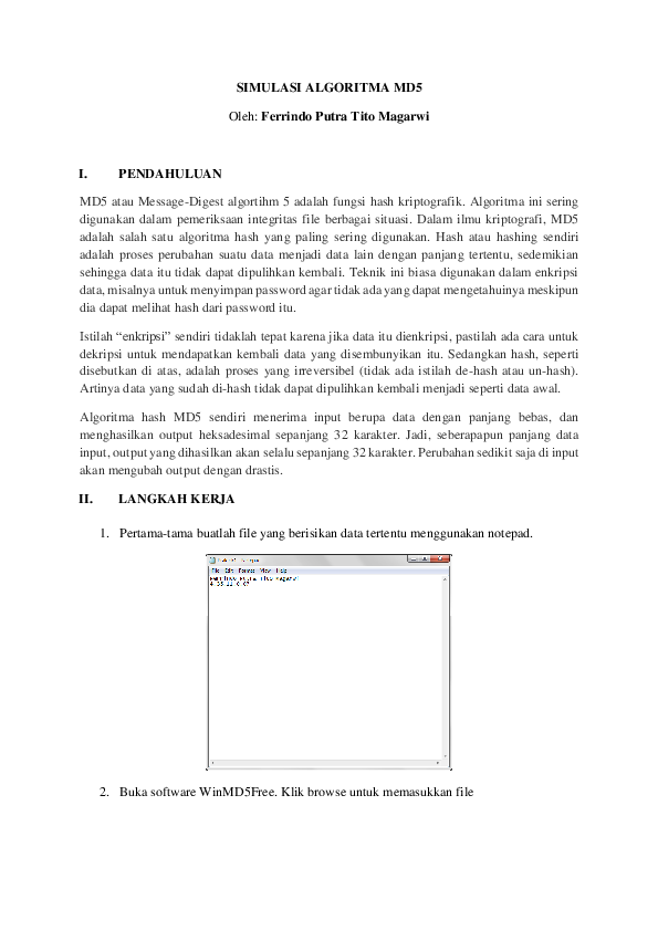 (PDF) Simulasi Algoritma MD5