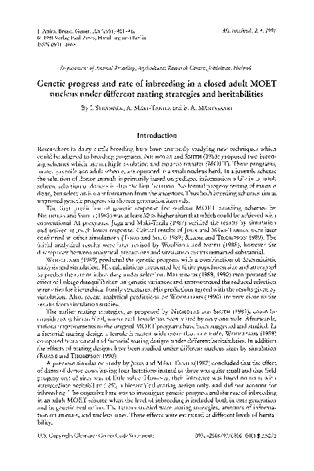 (PDF) Genetic progress and rate of inbreeding in a closed adult MOET nucleus under different ...