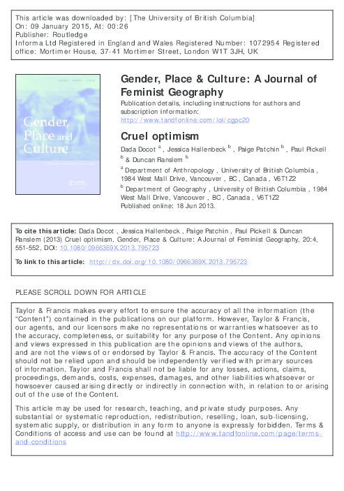 (PDF) Cruel Optimism
