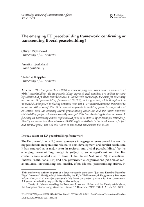 (PDF) The EU Peacebuilding Framework