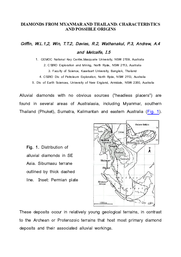 (DOC) DIAMONDS FROM MYANMAR AND THAILAND: CHARACTERISTICS AND POSSIBLE ...