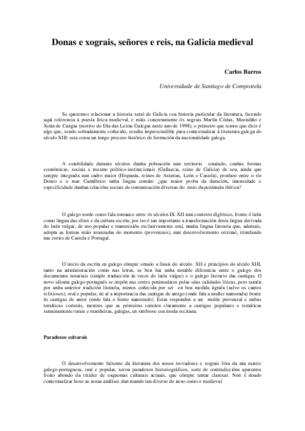 (DOC) Donas e xograis, señores e reis, na Galicia medieval
