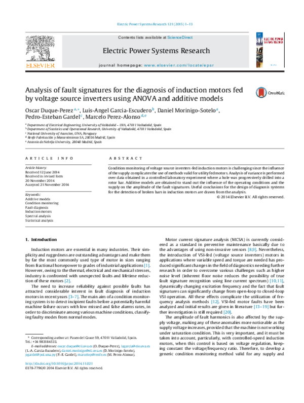 (PDF) Analysis of fault signatures for the diagnosis of induction motors fed by voltage source ...