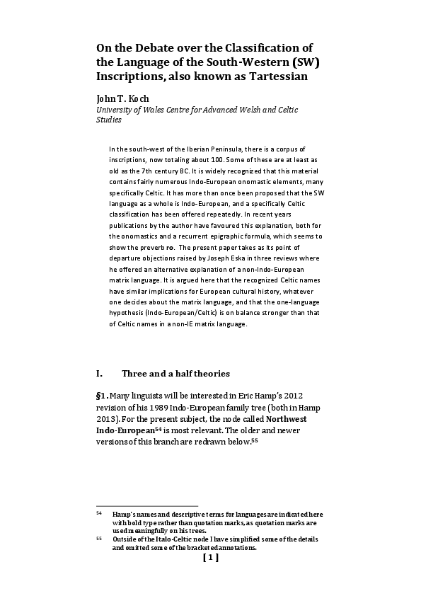 (PDF) On the Debate over the Classification of the Language of the ...