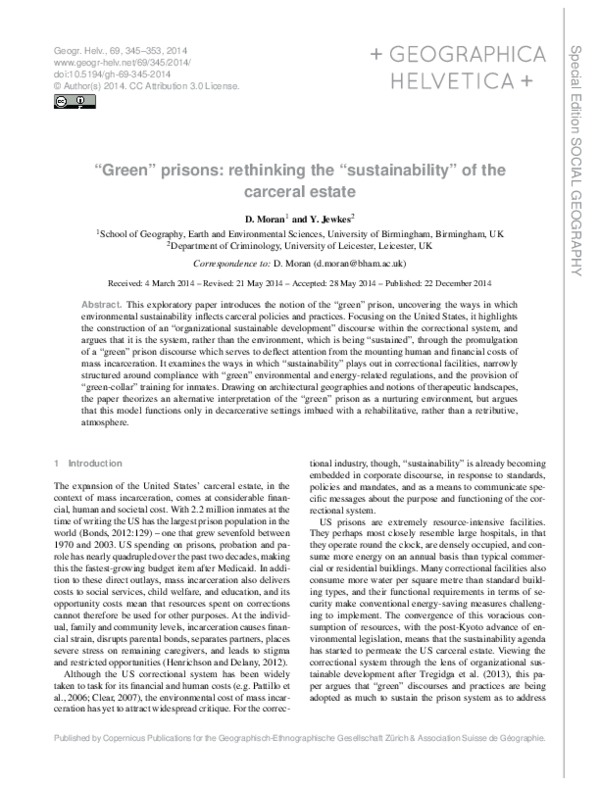 (PDF) ‘Green’ Prisons: Rethinking the ‘Sustainability’ of the Carceral ...
