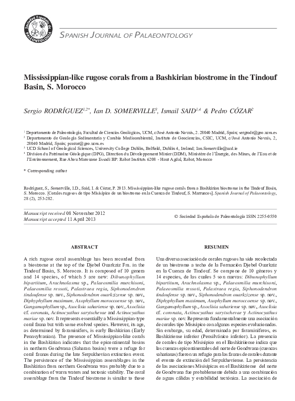 (PDF) Mississippian-like rugose corals from a Bashkirian biostrome in ...
