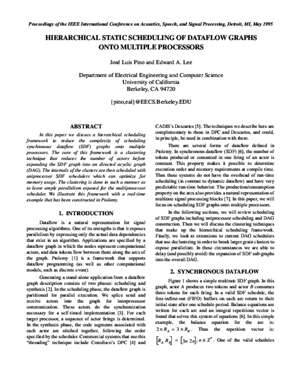 Pdf Hierarchical Static Scheduling Of Dataflow Graphs Onto Multiple Processors José Luis