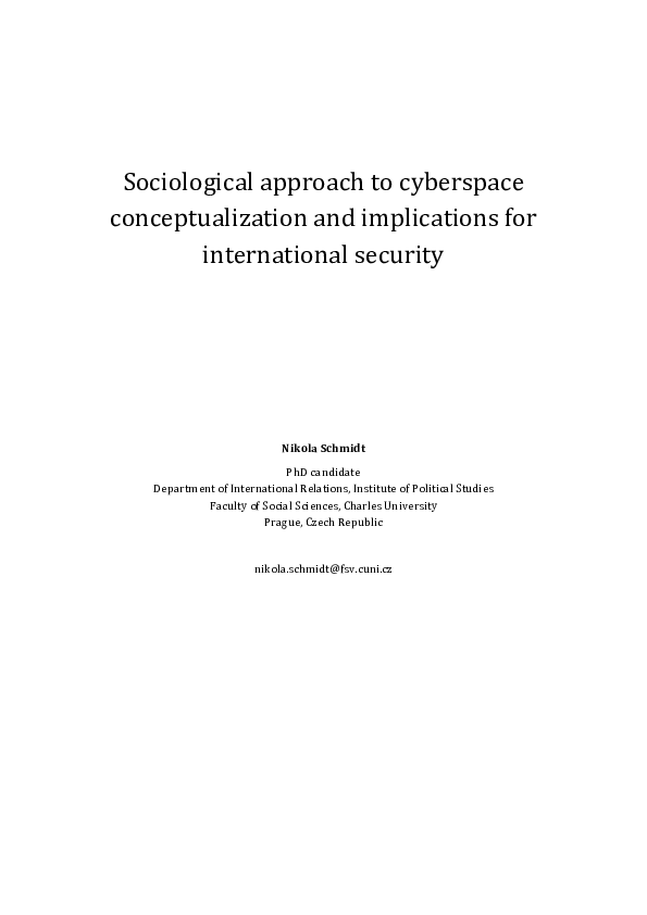 (PDF) Sociological approach to cyberspace conceptualization and ...