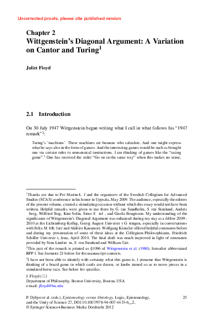 (PDF) JF 2012 Wittgenstein's Diagonal Argument A Variation on Cantor ...