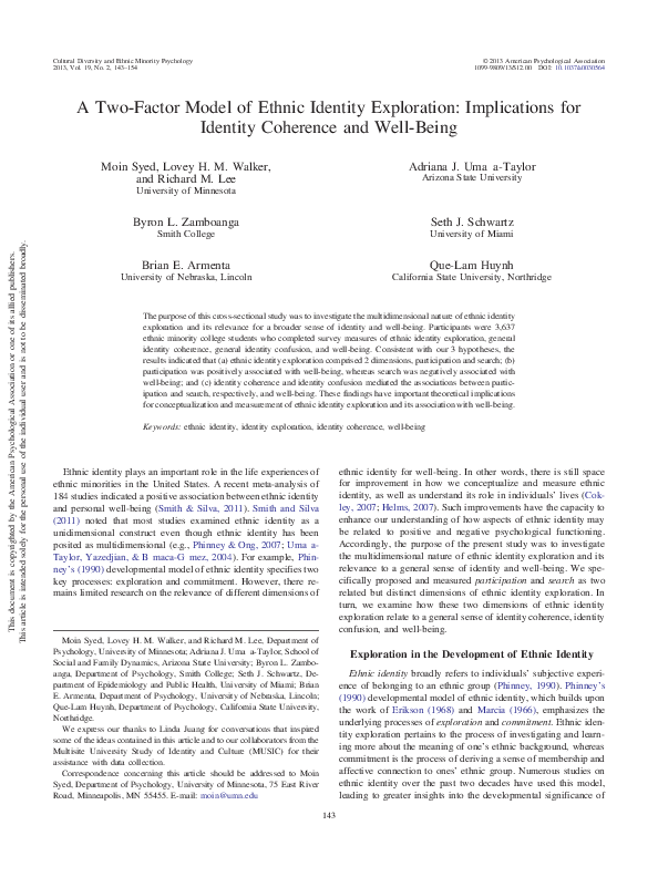 (PDF) Ethnic Identity Exploration Paper