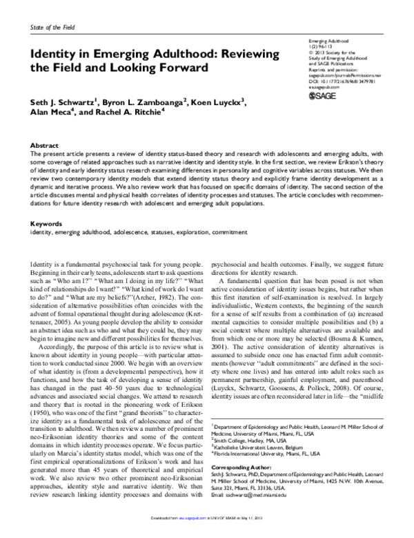 (PDF) Identity in Emerging Adulthood