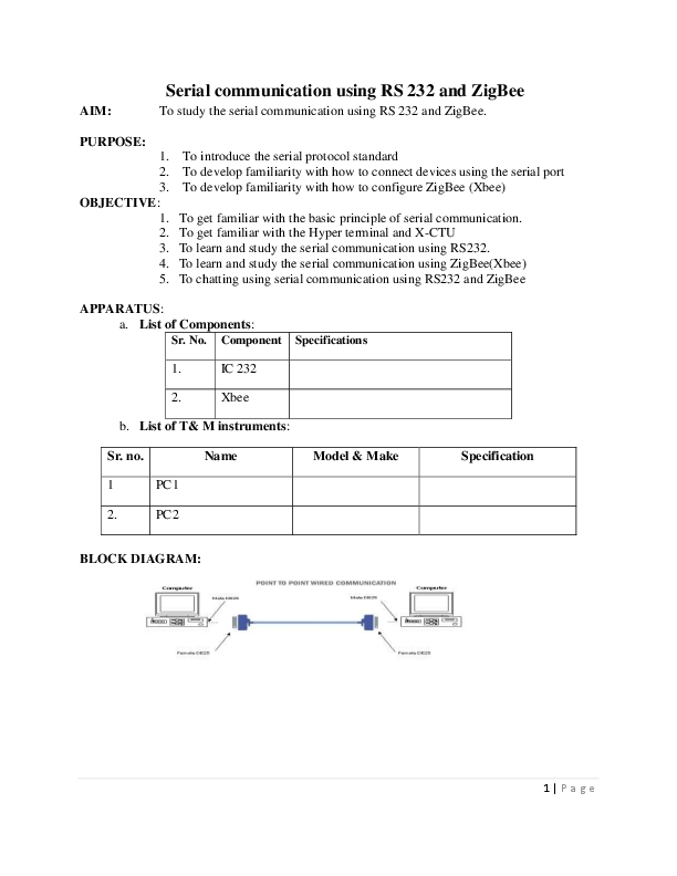 (PDF) Serial communication using RS 232 and ZigBee