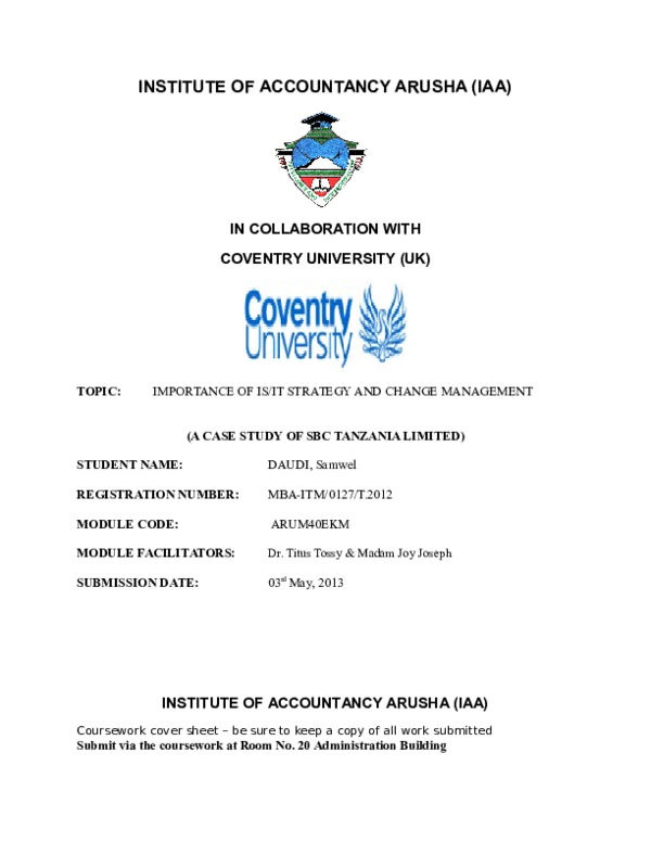 (DOC) INSTITUTE OF ACCOUNTANCY ARUSHA (IAA) IN COLLABORATION WITH ...