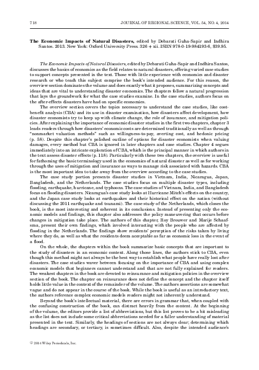 (PDF) The Economic Impacts of Natural Disasters, Book Review