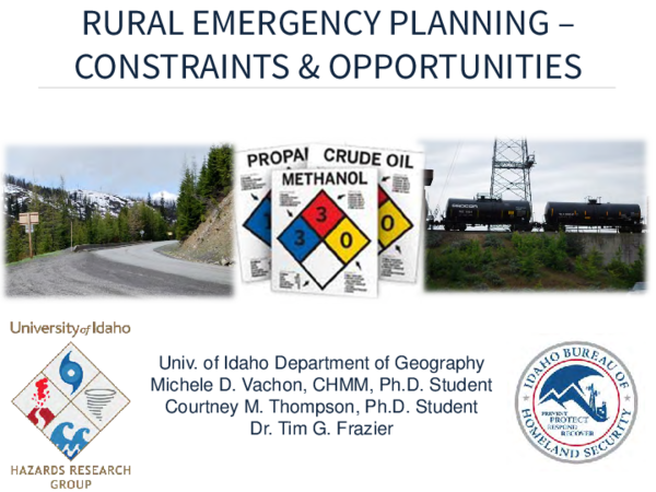 (PDF) Rural Emergency Planning Constraints & Opportunities