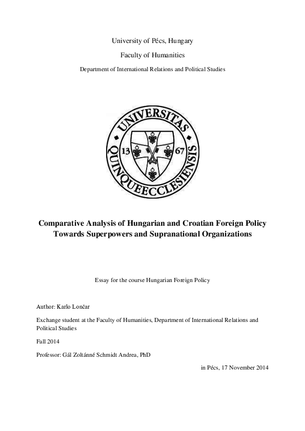 (PDF) Comparative Analysis of Hungarian and Croatian Foreign Policy ...