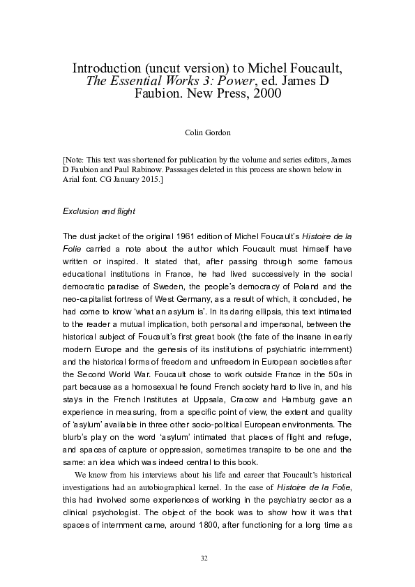 Introduction (uncut version) to Michel Foucault, The Essential Works 3 ...