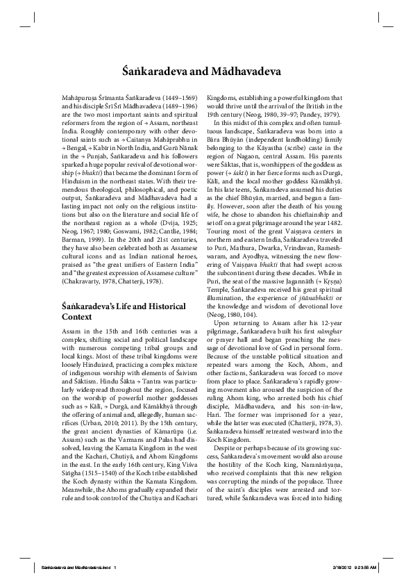 (PDF) "Sankaradeva and Madhavadeva"