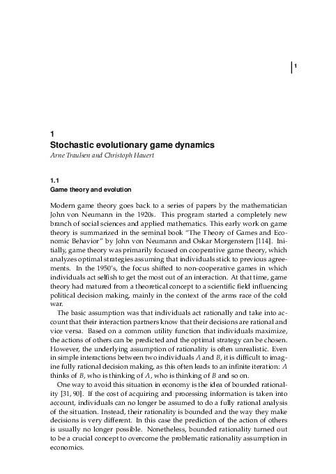 Pdf Stochastic Evolutionary Game Dynamics Christoph Hauert