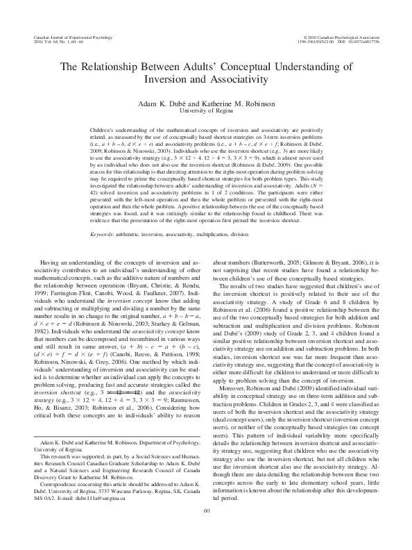 (PDF) The Relationship Between Adults’ Conceptual Understanding of ...