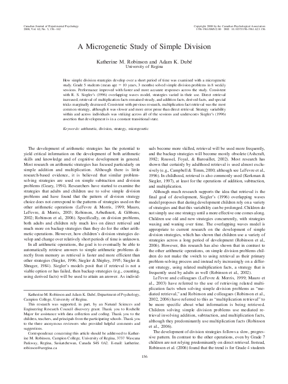 (PDF) A Microgenetic Study of Simple Division