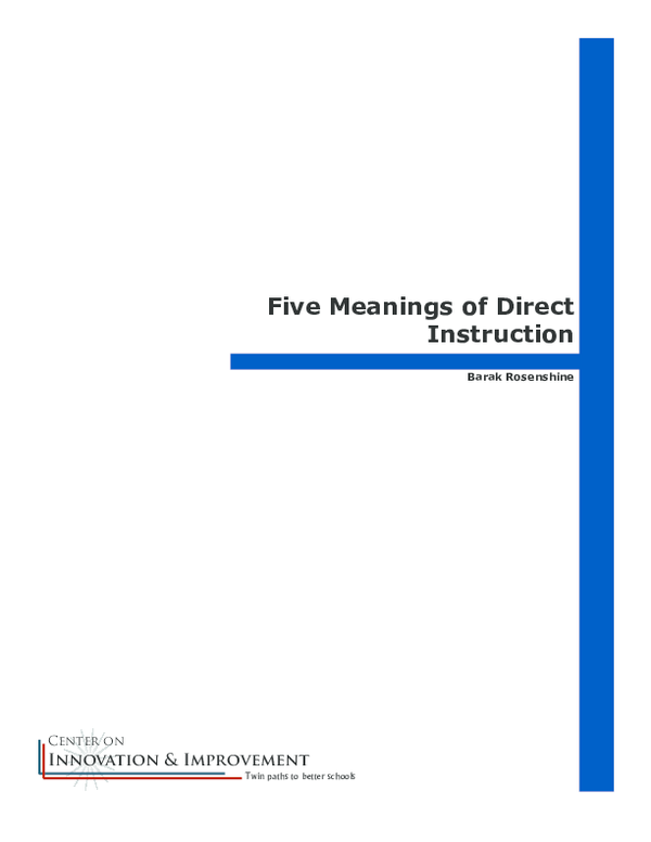 (PDF) Five Meanings of Direct Instruction