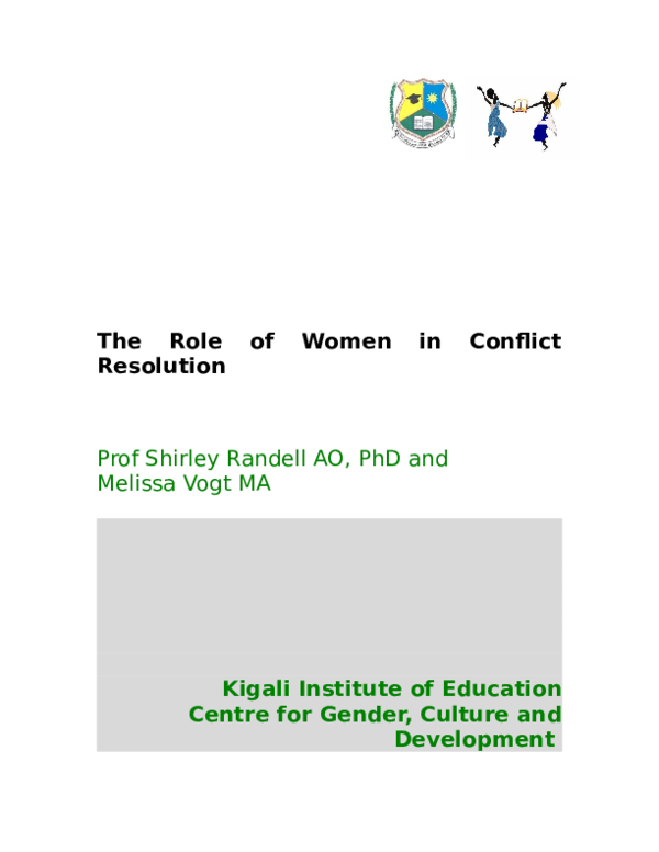 (DOC) The Role of Women in Conflict Resolution