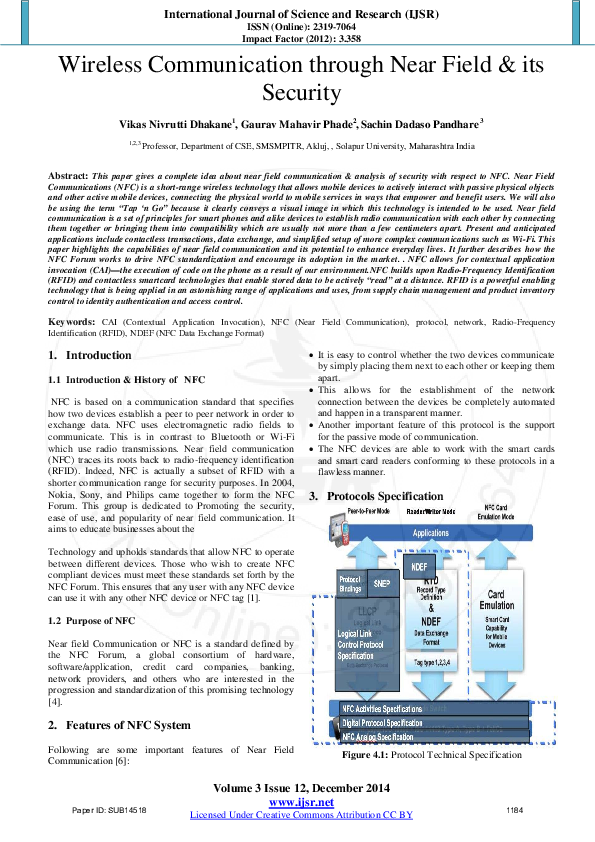 (PDF) Wireless Communication through Near Field & its Security