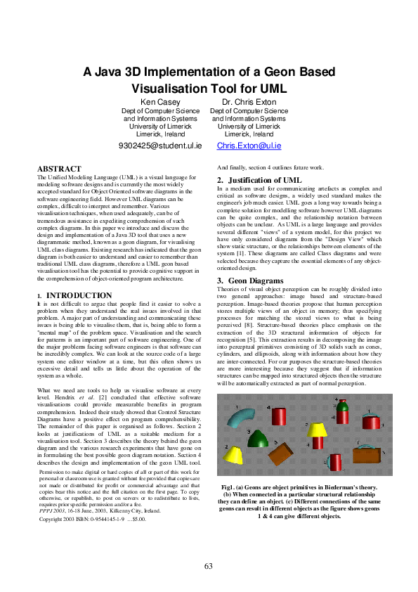 (PDF) A Java 3D implementation of a geon based visualisation tool for UML