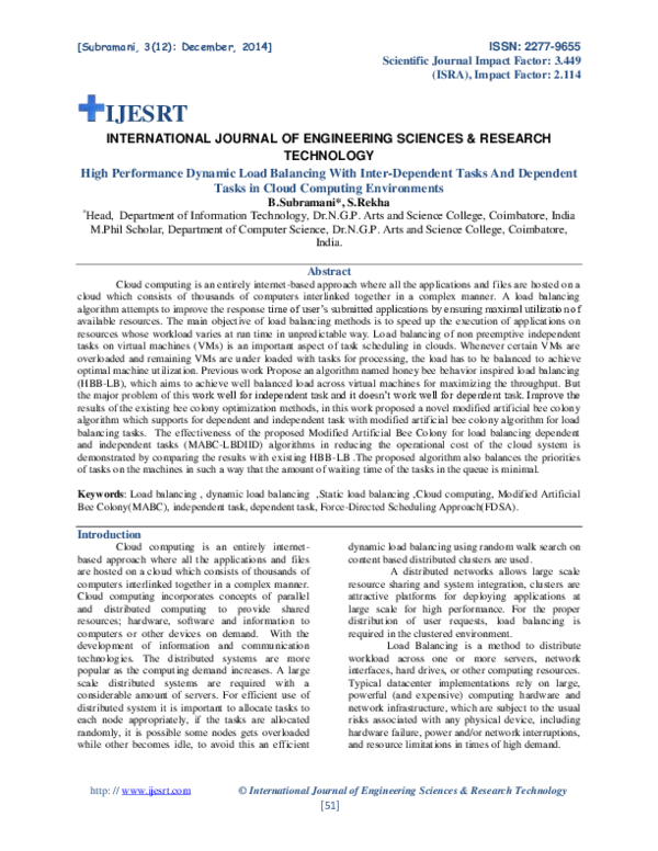Pdf High Performance Dynamic Load Balancing With Inter Dependent Tasks And Dependent Tasks In