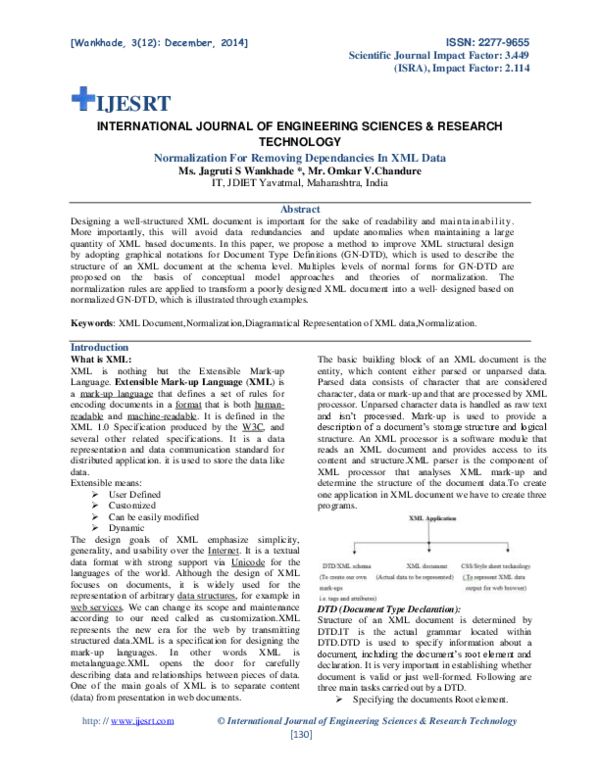 Pdf Normalization For Removing Dependancies In Xml Data