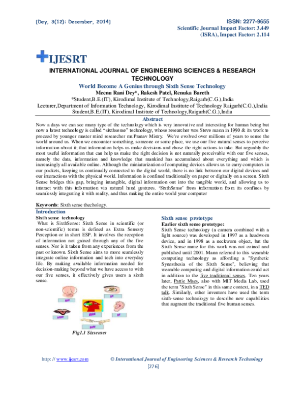 (PDF) World Become A Genius through Sixth Sense Technology