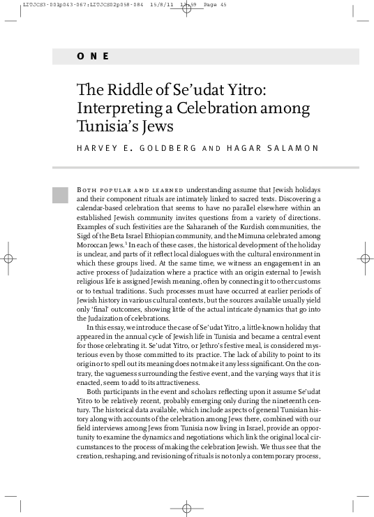 (PDF) The Riddle of Se’udat Yitro (Jethro’s Feast): Interpreting a ...