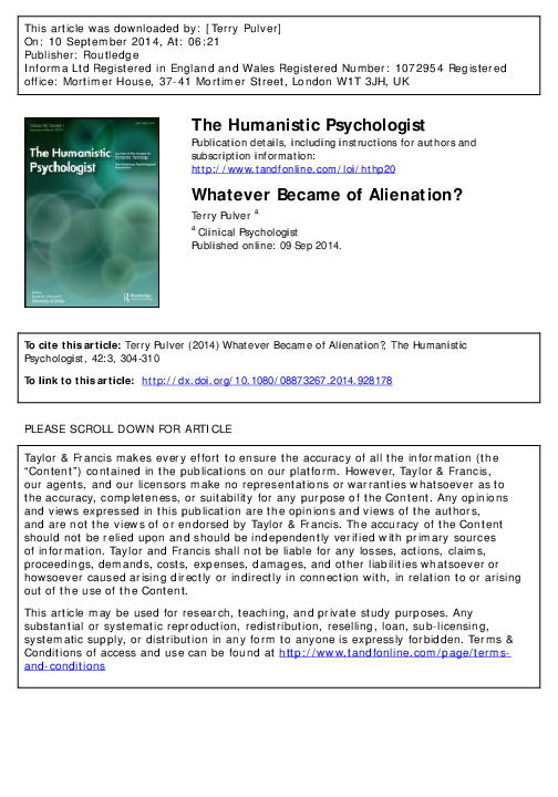(PDF) Whatever Became of Alienation T&F pub ver