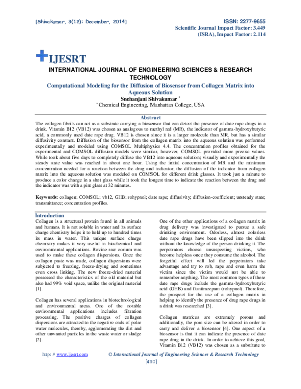 (PDF) Computational Modeling for the Diffusion of Biosensor from ...