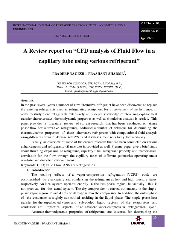 (PDF) A Review report on “CFD analysis of Fluid Flow in a capillary ...
