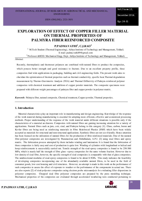 (PDF) EXPLORATION OF EFFECT OF COPPER FILLER MATERIAL ON THERMAL ...