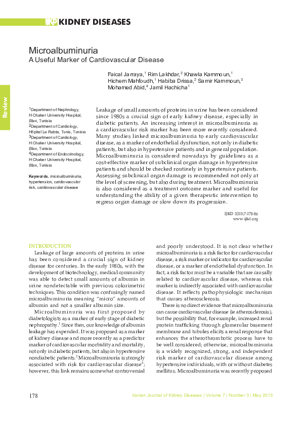 (PDF) FJ 2013-Microalbuminuria a usefull marker of cardiovascular disease