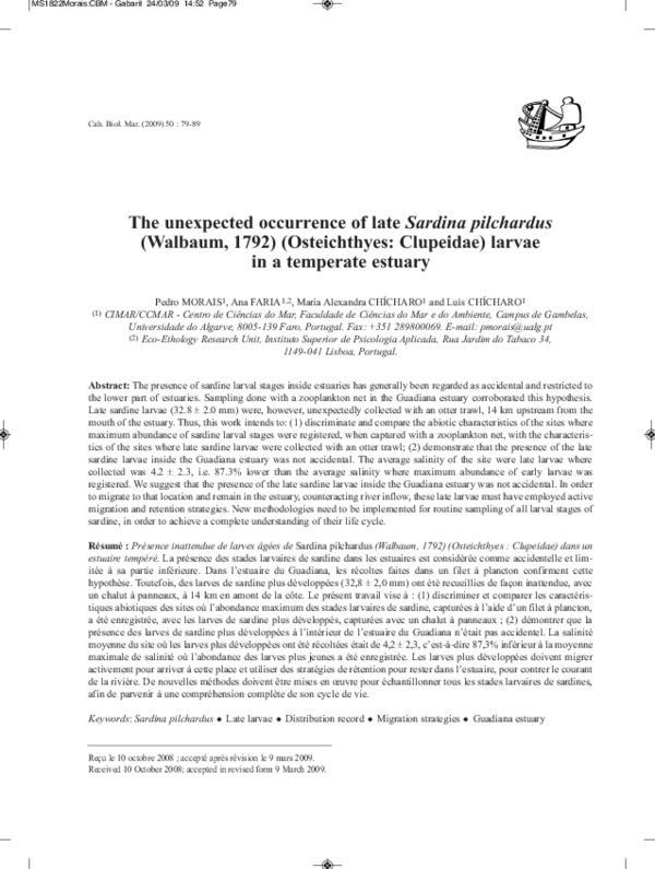 (PDF) The unexpected occurrence of late Sardina pilchardus (Walbaum ...