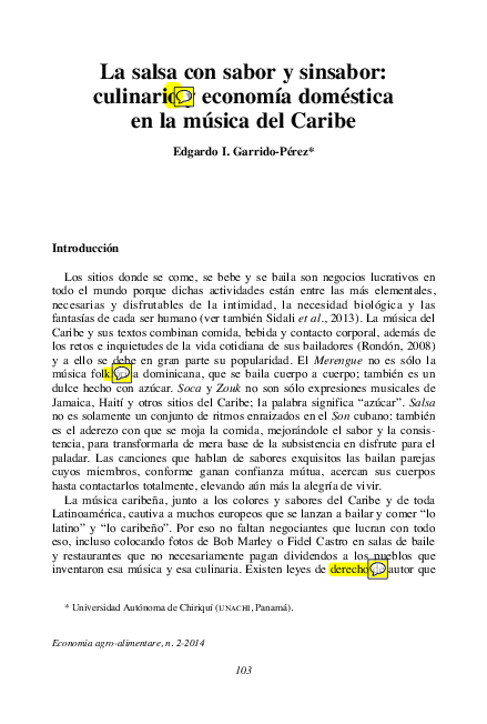 (PDF) La salsa con sabor y sinsabor: culinaria y economía doméstica en ...