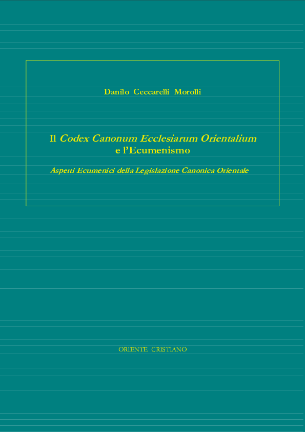 (PDF) Il Codex Canonum Ecclesiarum Orientalium e l’Ecumenismo