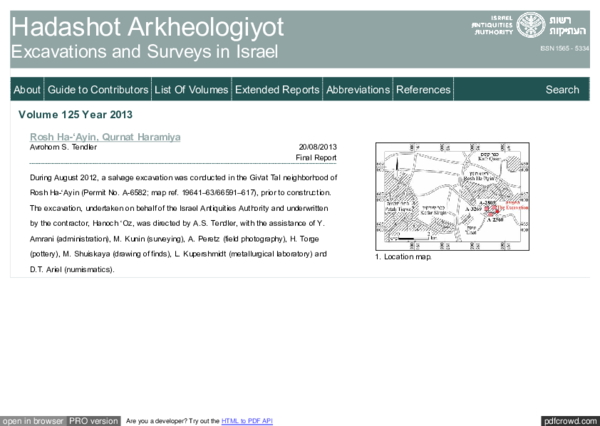 (PDF) Rosh Ha-‘Ayin, Qurnat Haramiya