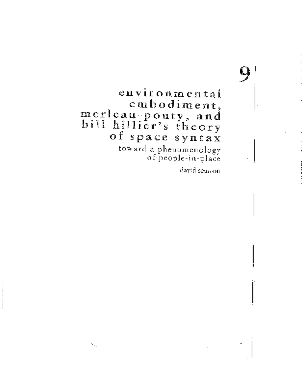(PDF) Environmental Embodiment, Merleau-Ponty, and Bill Hillier’s ...