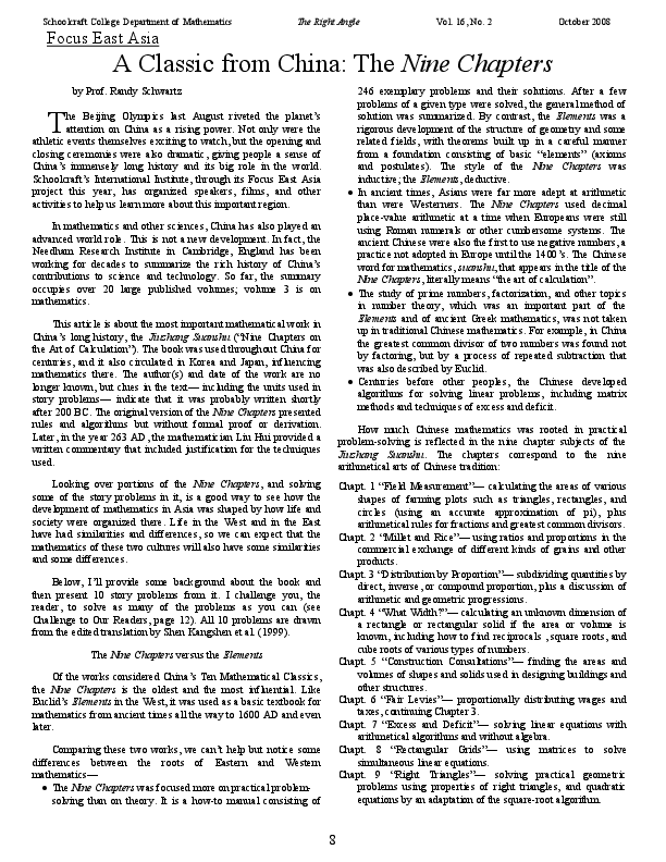 (PDF) A Classic from China: The Nine Chapters