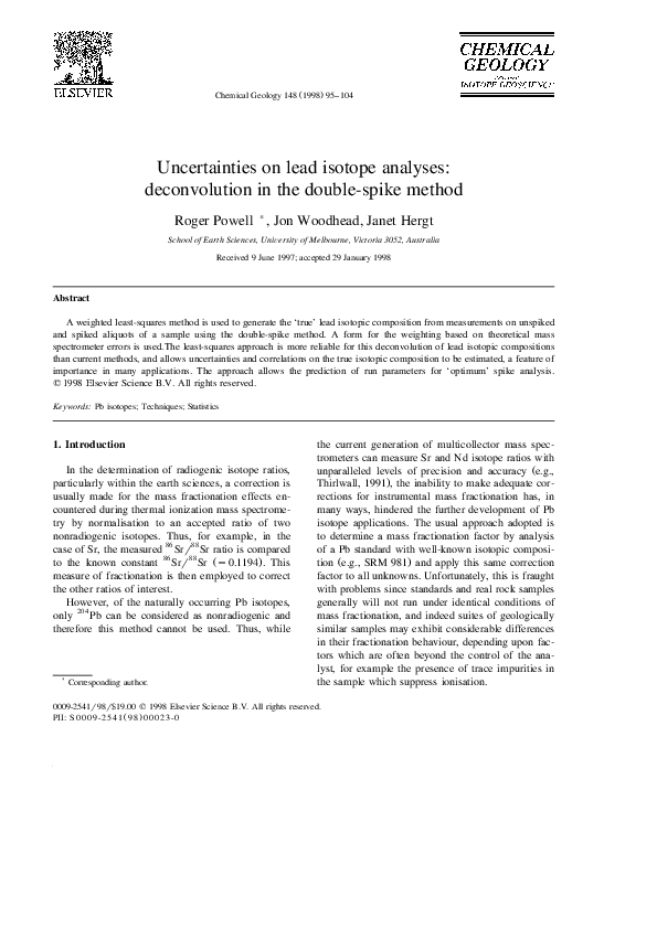 (PDF) Uncertainties on lead isotope analyses: deconvolution in the ...